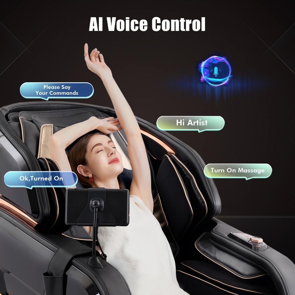 Full Body 4D Zero Gravity Massage Chair Recliner SL Track,AI Voice,Heat ...