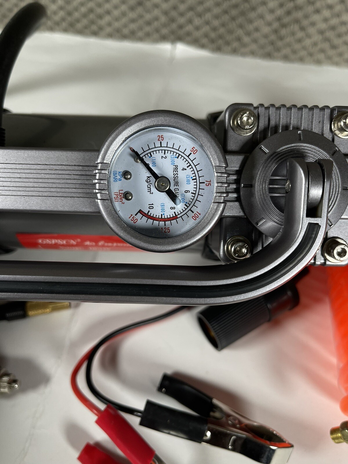 GSPSCN Silver Tire Inflator Heavy Duty Double Cylinders with Portable ...