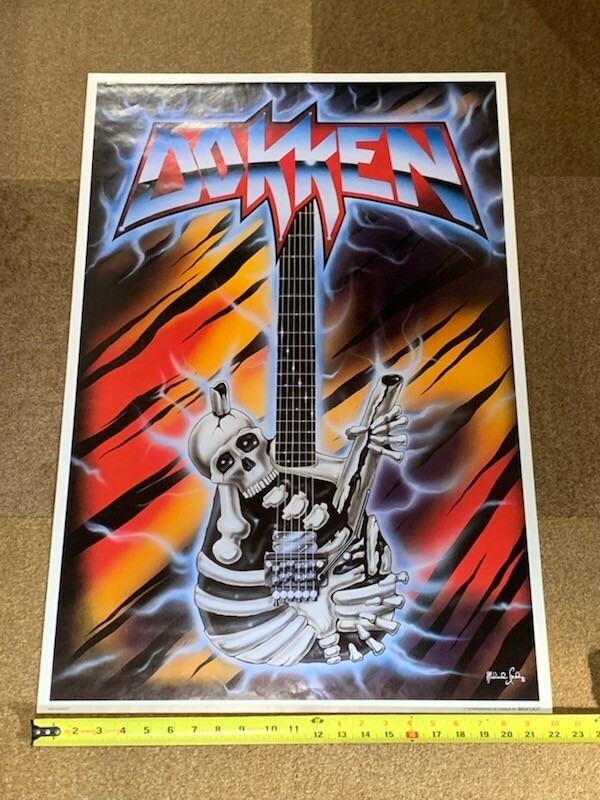 Dokken George Lynch poster 22x33 Bones guitar skeleton tiger stripe ...