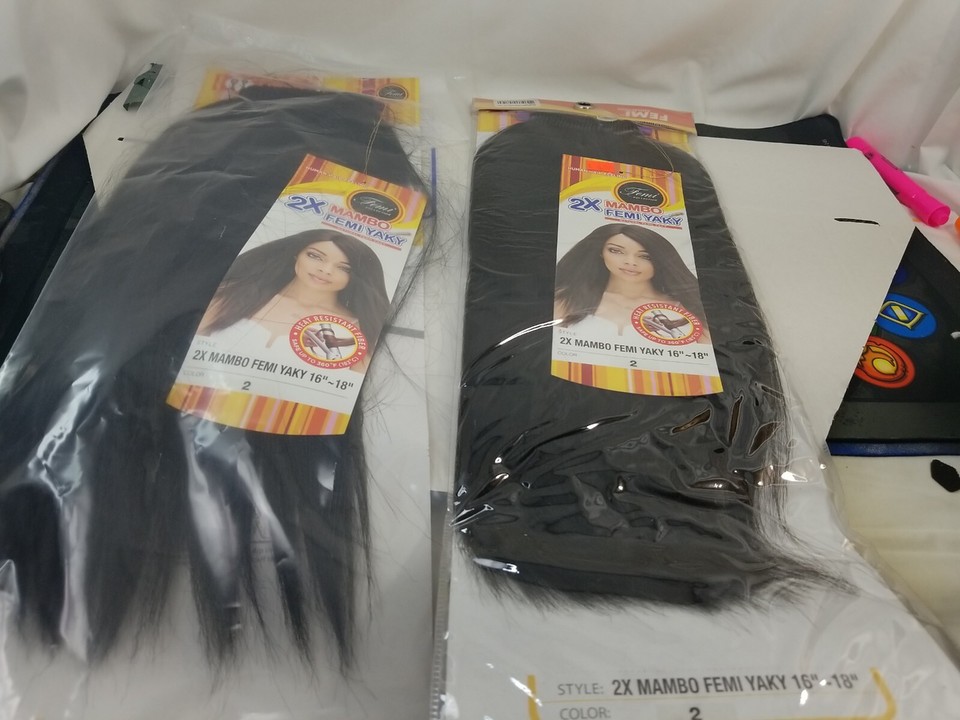 2 Packs Yaky 16-18" Black Mambo HAIR EXTENSIONS WEAVE By Femi ...