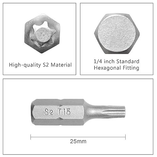 20-Piece T15 Torx Bit Set, Premium S2 Alloy Steel 1-inch Long ...