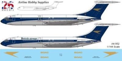 A4-952 BOAC VC-10 - Gold Foil Speedbird and BOAC titles - 1/144 Scale ...