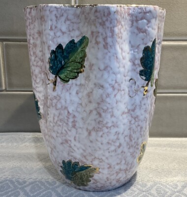 Vintage Hand Painted Ruffle Vase Pottery Made In Italy Pink, Green ...