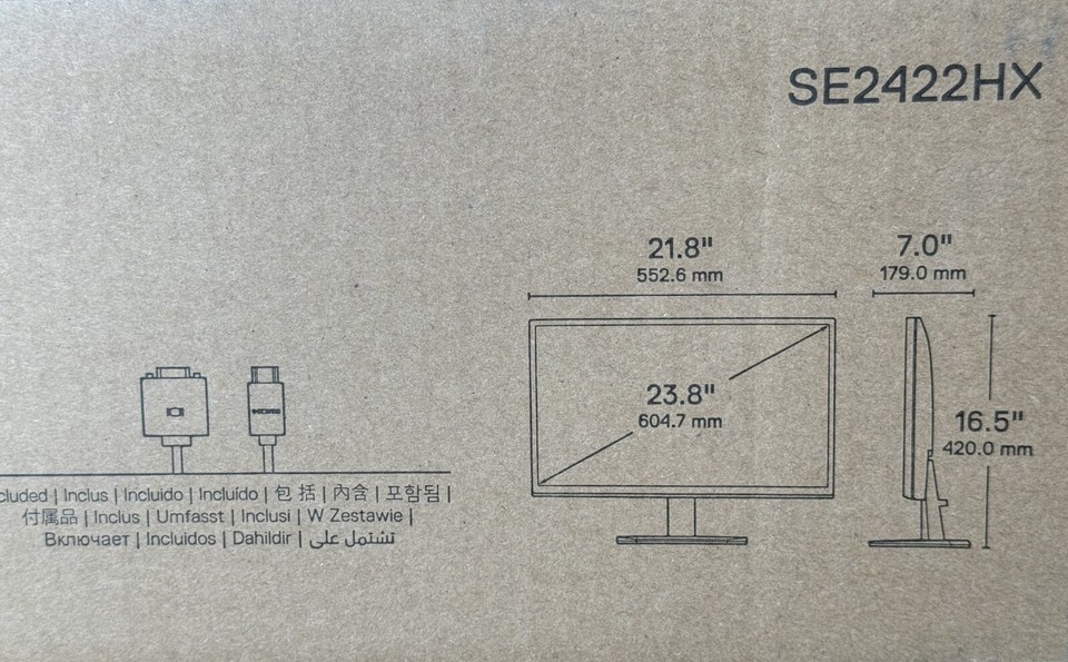 Dell SE2422HX Monitor - 24 inch FHD (1920 x 1080) 16:9 Ratio AMD ...