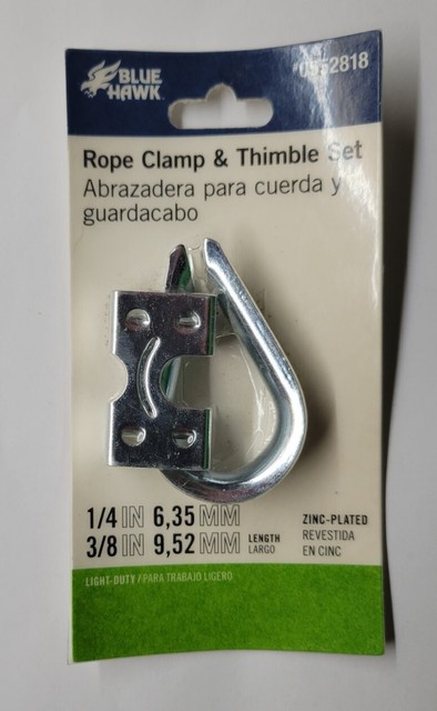 2pc Blue Hawk Rope Clamp and Thimble Sets 1/4" Light Duty #0552818 for ...