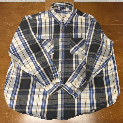 Vintage Big Mack Shirt Mens Large Blue Button Up Plaid Flannel ...