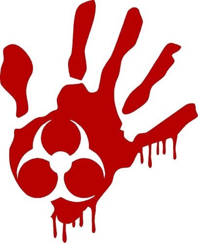 1 Zombie Red Bio Hand Decal Sticker Plain Outbreak Response Hunter 1263 ...