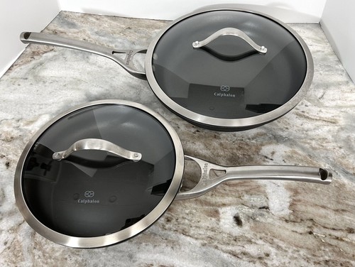 Set 2 Calphalon 10"& 12" Non Stick Hard Anodized Aluminum 1390 1392 Pan ...