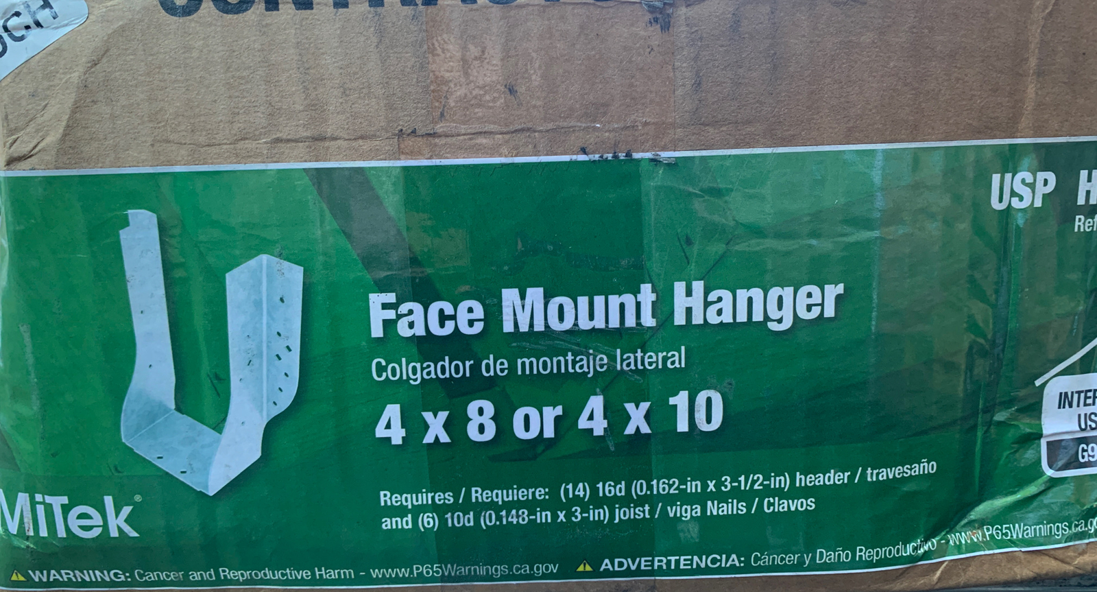 MiTek HD48 14 Gauge 4" x 8-10" Steel Face Mount Hanger non-treated ...