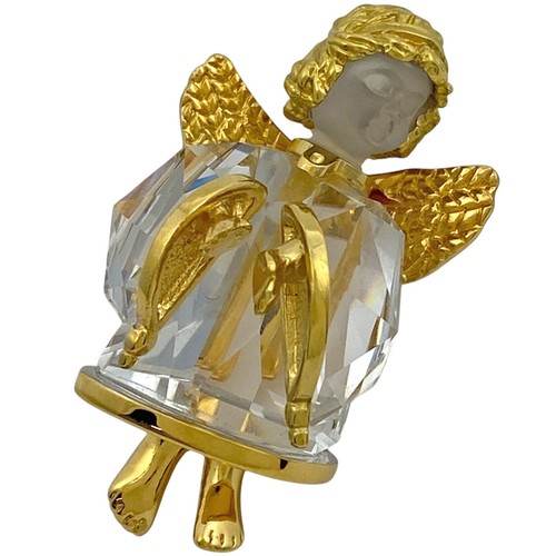 SWAROVSKI Crystal Angel Motif Brooch angel Brooch Gold Plated Gold ...