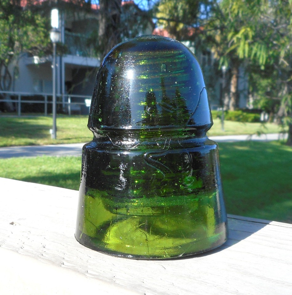 GREAT DARK OLIVE GREEN CD 145 STAR BEEHIVE STYLE GLASS INSULATOR (P) | eBay