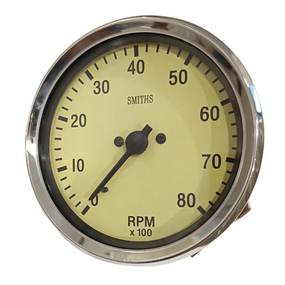 Classic Car Smiths Replica Tachometer 80 RPM x100 Black & Magnolia ...