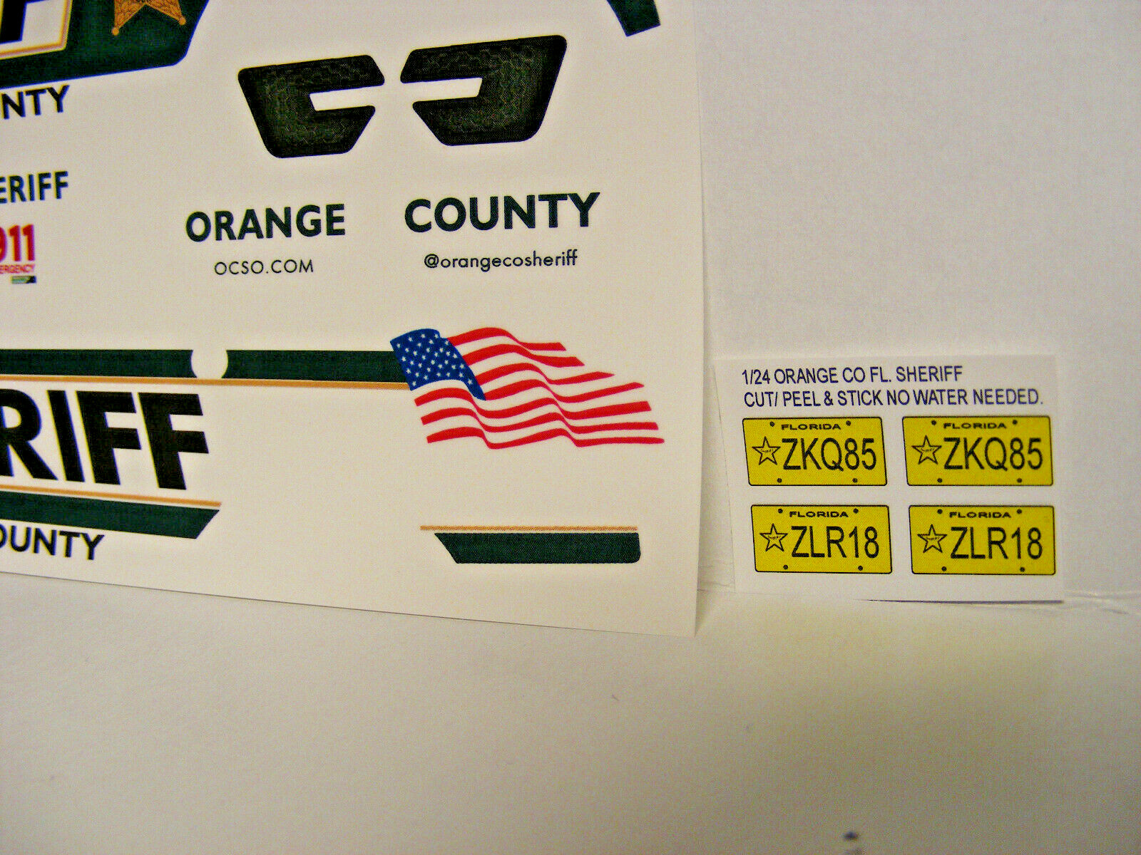 Orange County FL Sheriff 1:24 Water Slide Decal set Fits Motormax 2015 ...