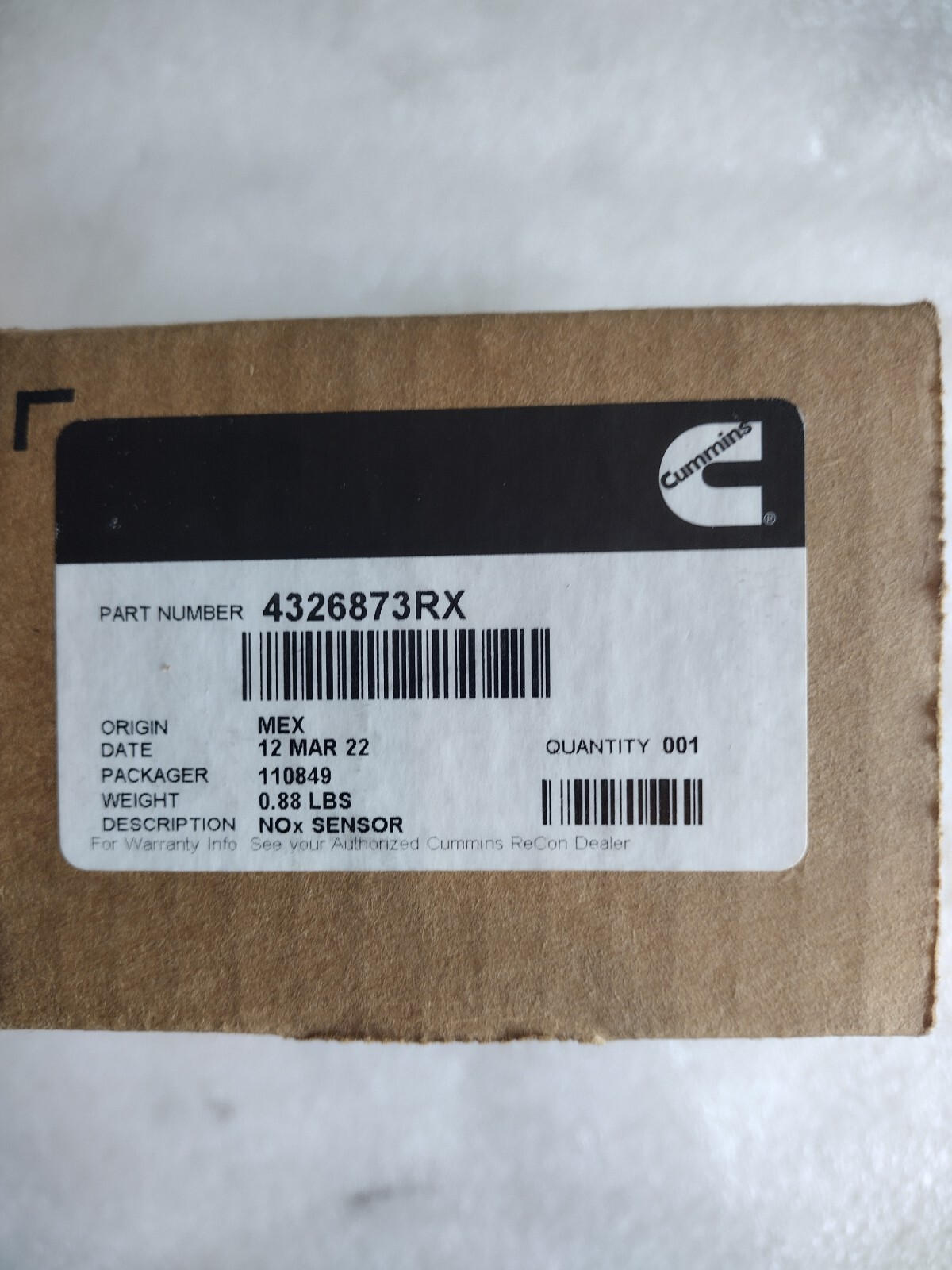 CUMMINS NOX SENSOR / NITROGEN OXIDE #4326873RX/#4326873 | eBay