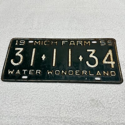 1955 Michigan Farm License Plate 31-11-34 | eBay