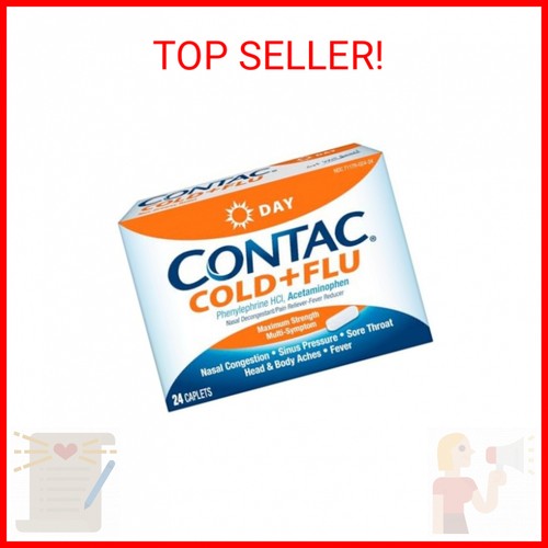 Contac Cold & Flu Medicine, Non-Drowsy, Powerful Multi-Symptom Daytime ...