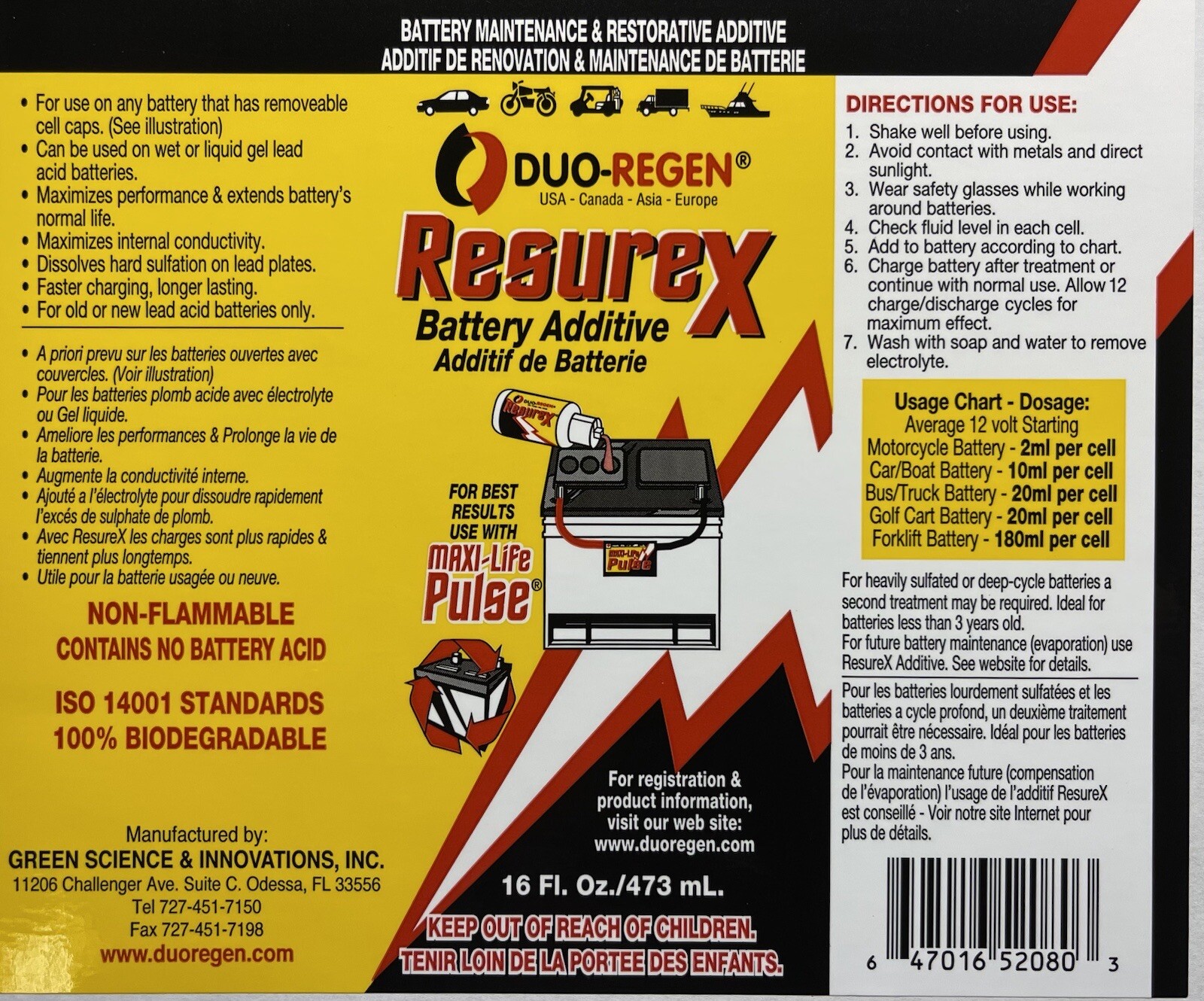 Golf Cart Battery Additive Solution 1 Bottle does 6 Batteries/Made in ...