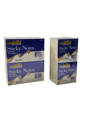 (12) 3x5 & (12) 3x3 Yellow Sticky Notes 100 Sheets Ea Value Plus Office ...