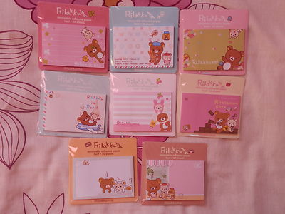 Cute Rilakkuma Sticky Memo Notes - 7 Pack Designs - 30 Sheets - Brand ...