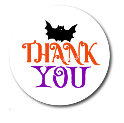 Thank You Halloween Black Bat Favors Scrapbook Stickers Labels Envelope ...