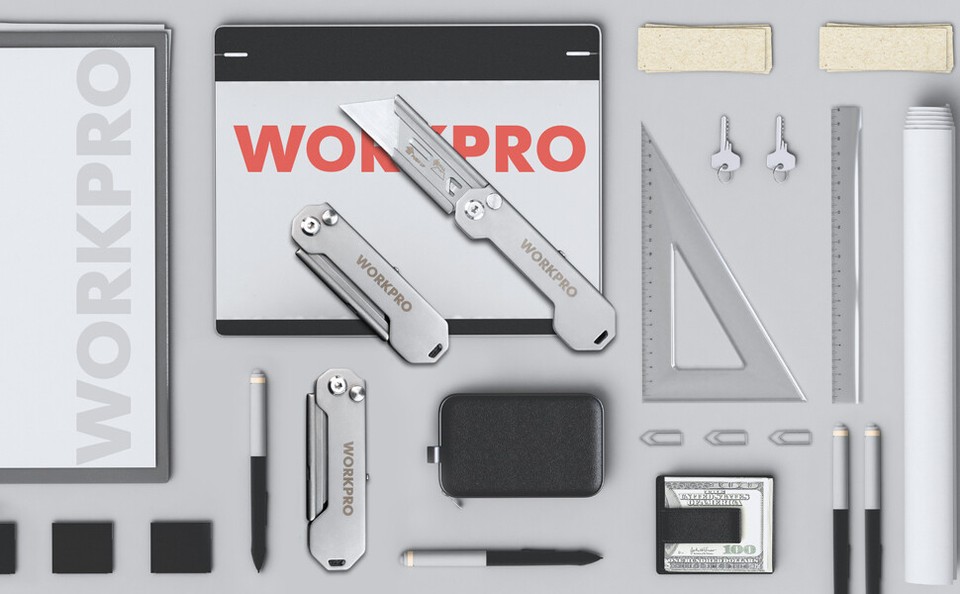 WORKPRO 3-Pack Folding Utility Knife Set EDC Box Cutter Knife Quick Change Blade | eBay