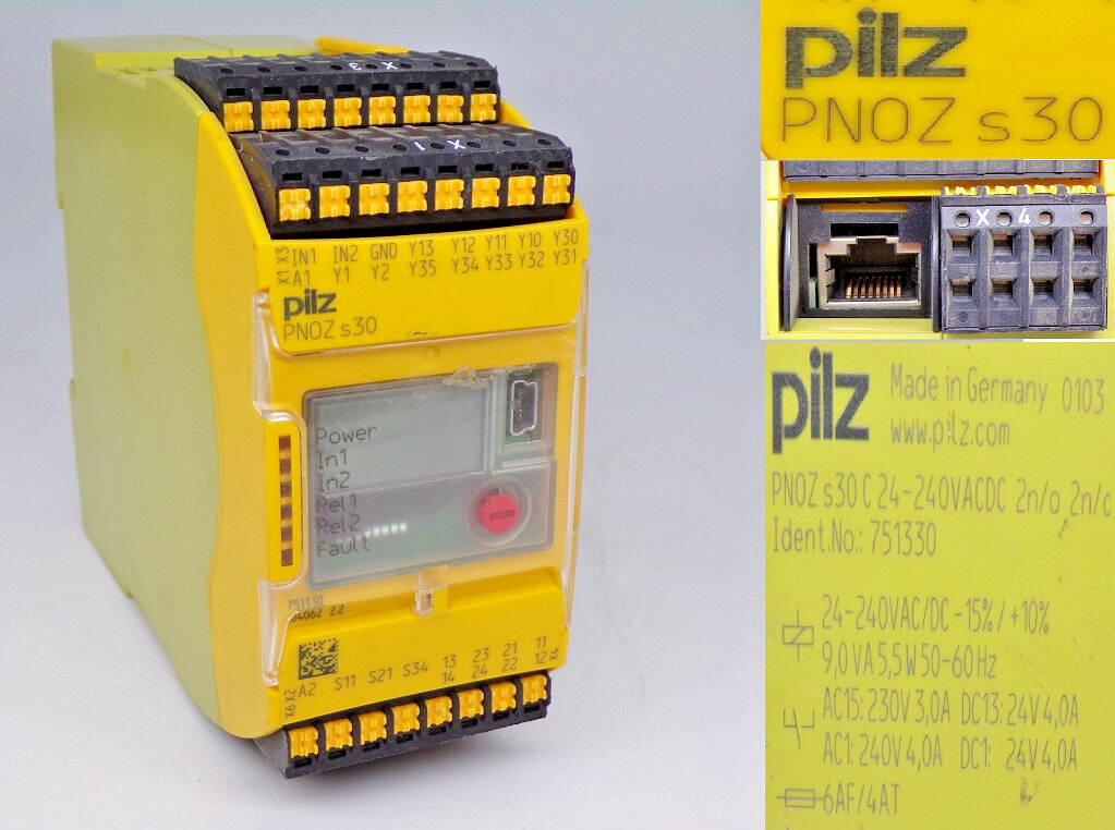 Pilz PNOZ s30 c 24-240vacdc 2n/o 2n/c 751330 Sicherheitsschaltgerät 6-3 ...
