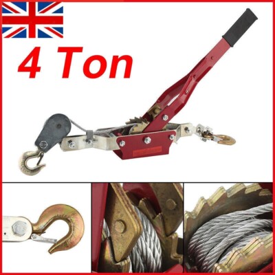 4 Ton Dual Gear Power Puller Heavy Duty 2 Hook Cable Puller Hand Winch ...