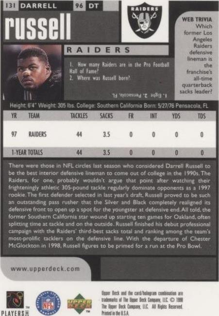 1998 Upper Deck UD Choice Darrell Russell #131 for sale | eBay