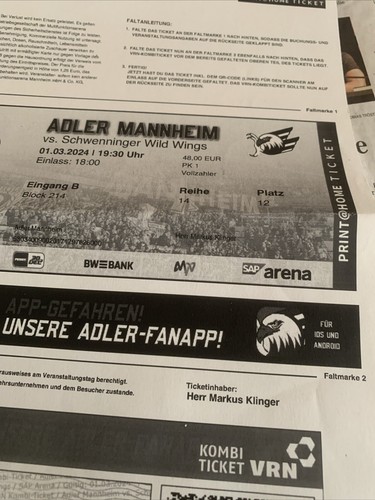 adler mannheim karten | eBay.de