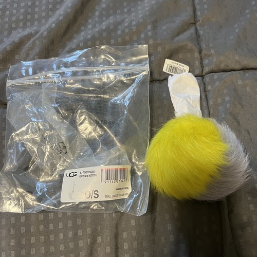 UGG Australia Toscane Keychain Pom Charm W Crystal 2 Tone Gray Yellow ...