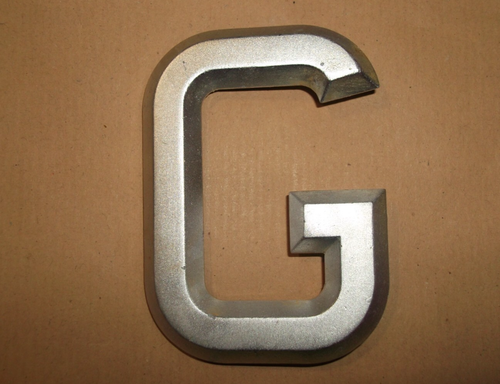 VINTAGE ACE HIGH FLAT 3 1/8" ALUMINIUM NUMBER PLATE LETTER "G" 1960's ...