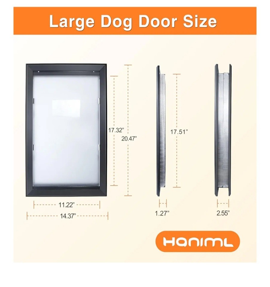 HANIML Large Dog Door for Walls Heavy Duty Aluminum 2 Flaps FREE Open ...