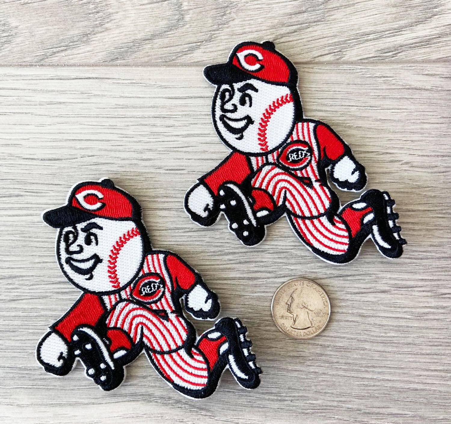 LOTS 2pcs Cincinnati Reds Mr. Redlegs Mascot Iron On Embroidered Patch ...