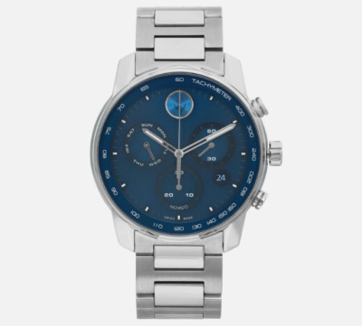 Movado BOLD Verso 44mm Chronograph Steel Blue Dial Men Quartz Watch ...