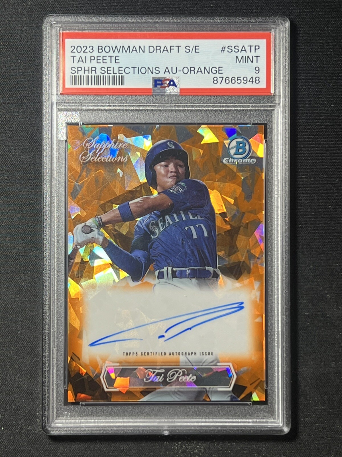 2023 Bowman Draft Sapphire Selections TAI PEETE Orange /25 PSA Mint 9 ...
