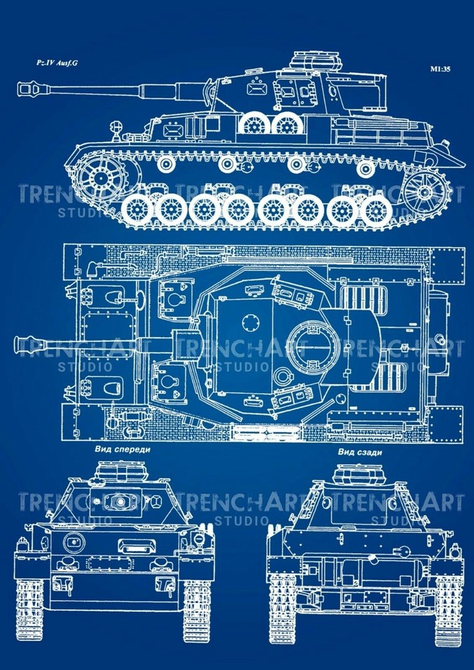 WWII tank Panzer IV Poster drawing patent print WW2 German Armor world ...