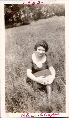 Mature Flapper Woman Sitting on Grass Prairie Americana 1920s Vintage ...