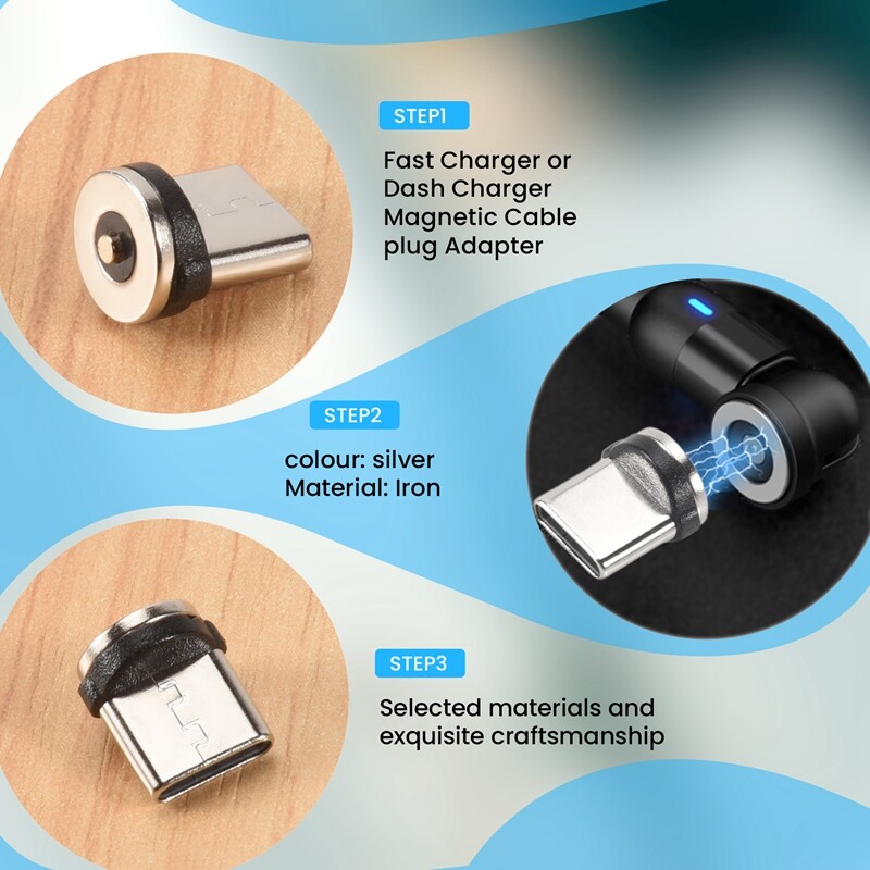 10PC/SET Round Magnetic Cable Plug 8 Pin Type-C Plugs Fast Charging ...