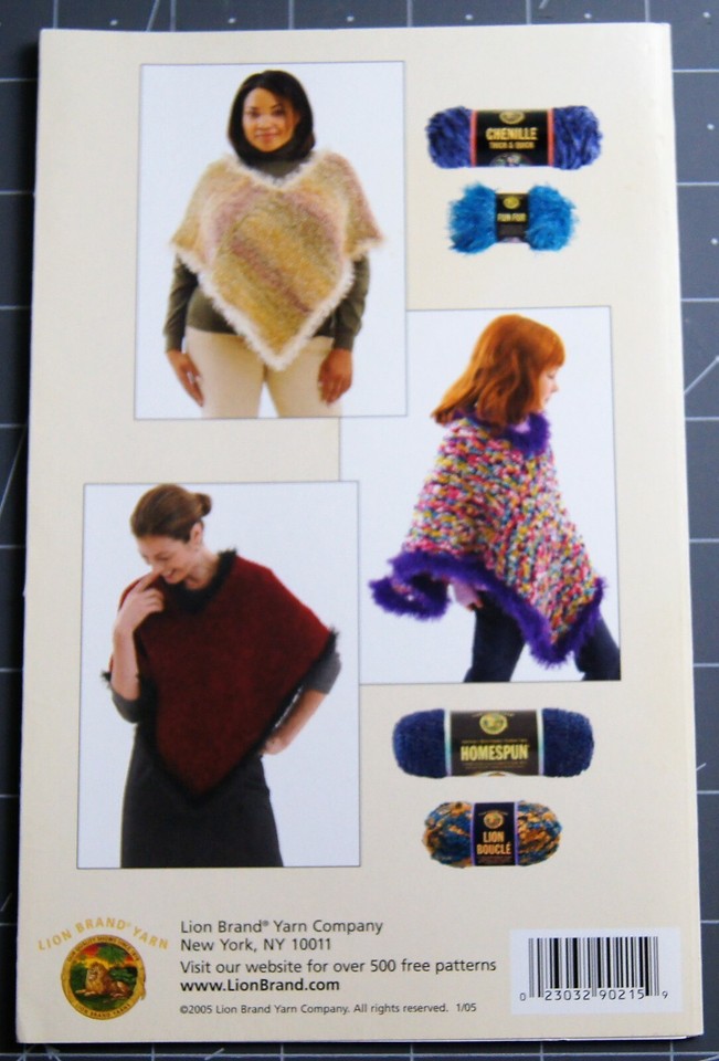 4 EASY PONCHOS Knit Crochet Booklet by Lion Brand Yarn | eBay