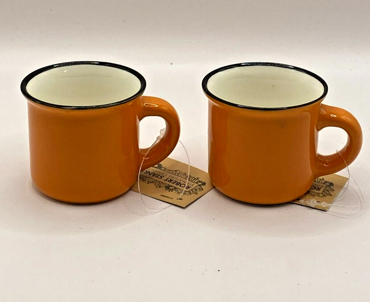 NEW ROBERT STANLEY 2 OZ MINI FALL COFFEE MUG CUP EXPRESSO SET OF TWO 2 ...