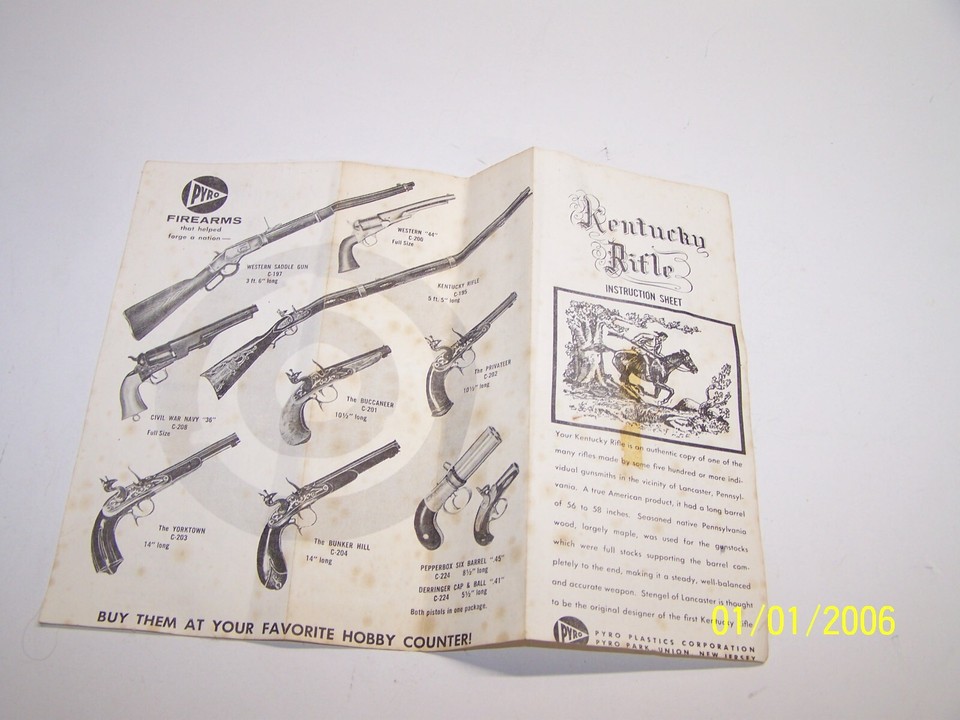 Life-Like (Pyro) G195Assembled 1:1 Kentucky Long Rifle, Brackets, Box ...