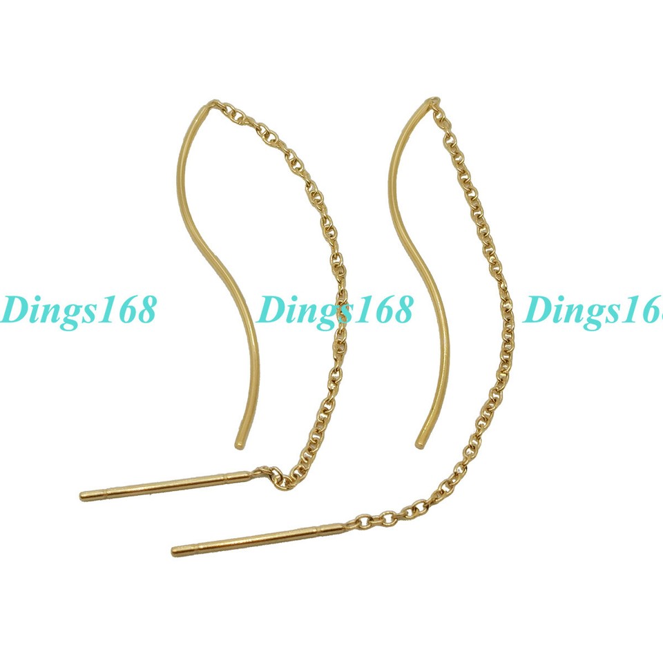 Designer Inspired Real 18K Yellow Gold Filled Long Threader Stick ...