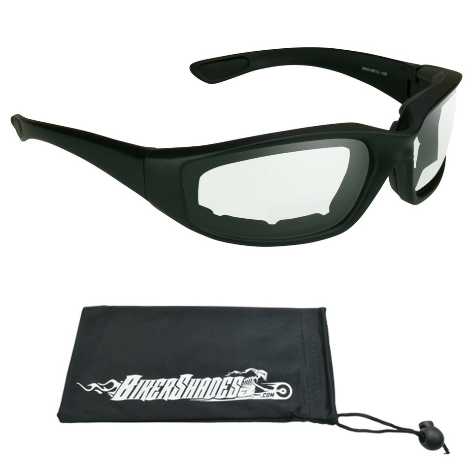 Bifocal Motorcycle Safety Glasses Sunglass Foam Padded Wind Dust Proof ...