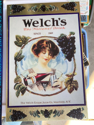 Welch's Grape Juice Advertising Metal Tin Sign Victorian Lady | eBay