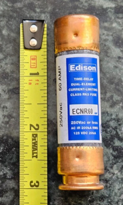 NEW ECNR60 Edison Time Delay Fuse 60 Amp 250V Class RK5 Dual Element ...