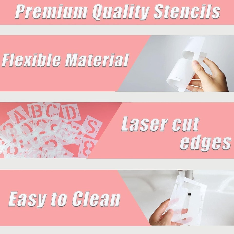 Versatile 12-Inch Stencil Kit - 42 Reusable Letter, Number & Symbol ...
