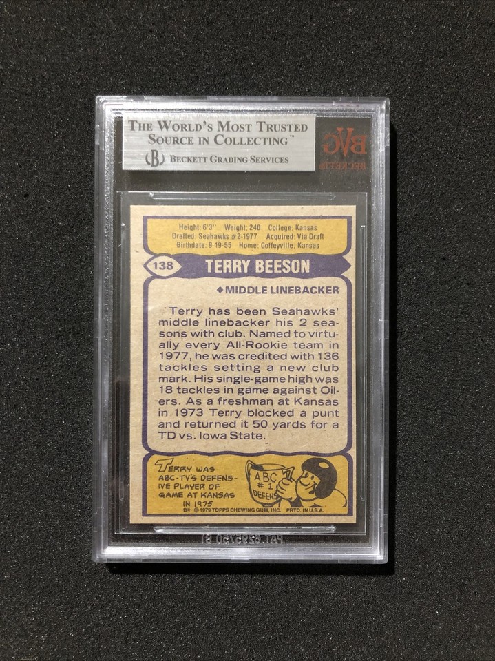 1979 Topps Football TERRY BEESON #138 BVG/BGS GRADED 9 - MINT | eBay