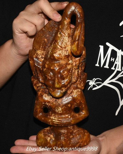 11'' China Hongshan Culture Old Jade Carved Helios Sun God Sun-God ...