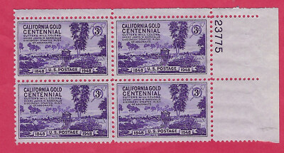 US SCOTT #954 CALIFORNIA GOLD CENTENNIAL 3¢ PL BLOCK 1948 MINT NH | eBay