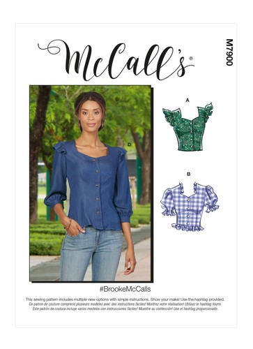 McCall's Sewing Pattern M7900 Misses Tops Button Front Variations Sizes ...